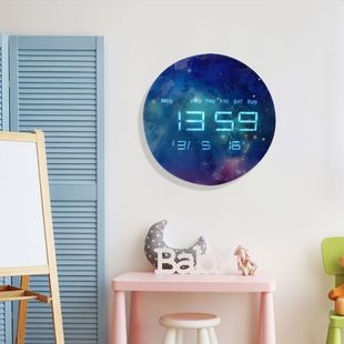 网红新款星球电子钟LED数字钟 挂卧室客厅墙壁简约时尚创意墙钟-阿里巴巴