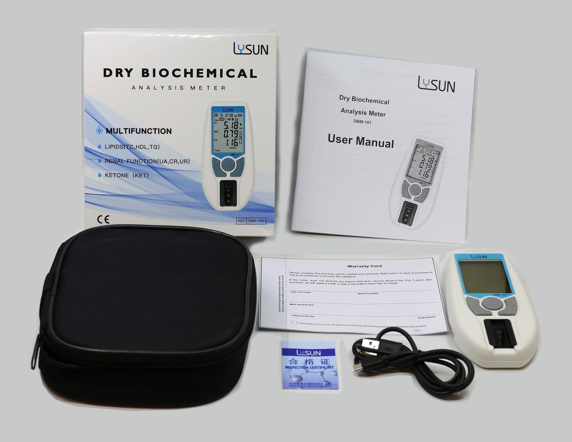 LYSUN跨境英文便携干式生化分析DBM-101血脂肾功能仪带试纸速卖通-阿里巴巴