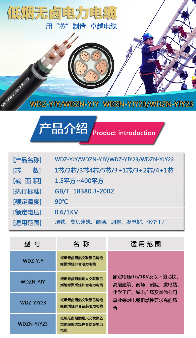 低烟无卤电缆线WDZN-YJY 3*185+2*95 耐火阻燃国标铜芯电线电缆-阿里巴巴