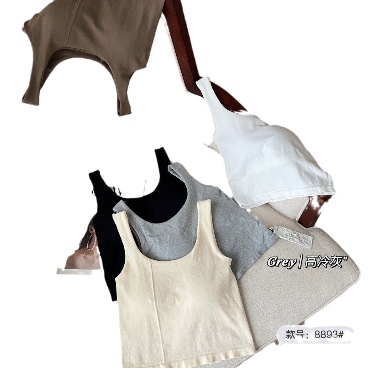 Summer New Square Collar Camisole Women's Inner Wear with Chest Pad ...