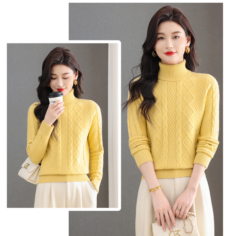 羊毛衫2025秋冬新款女士高领短款绞花针织打底衫厚保暖毛衣女-阿里巴巴