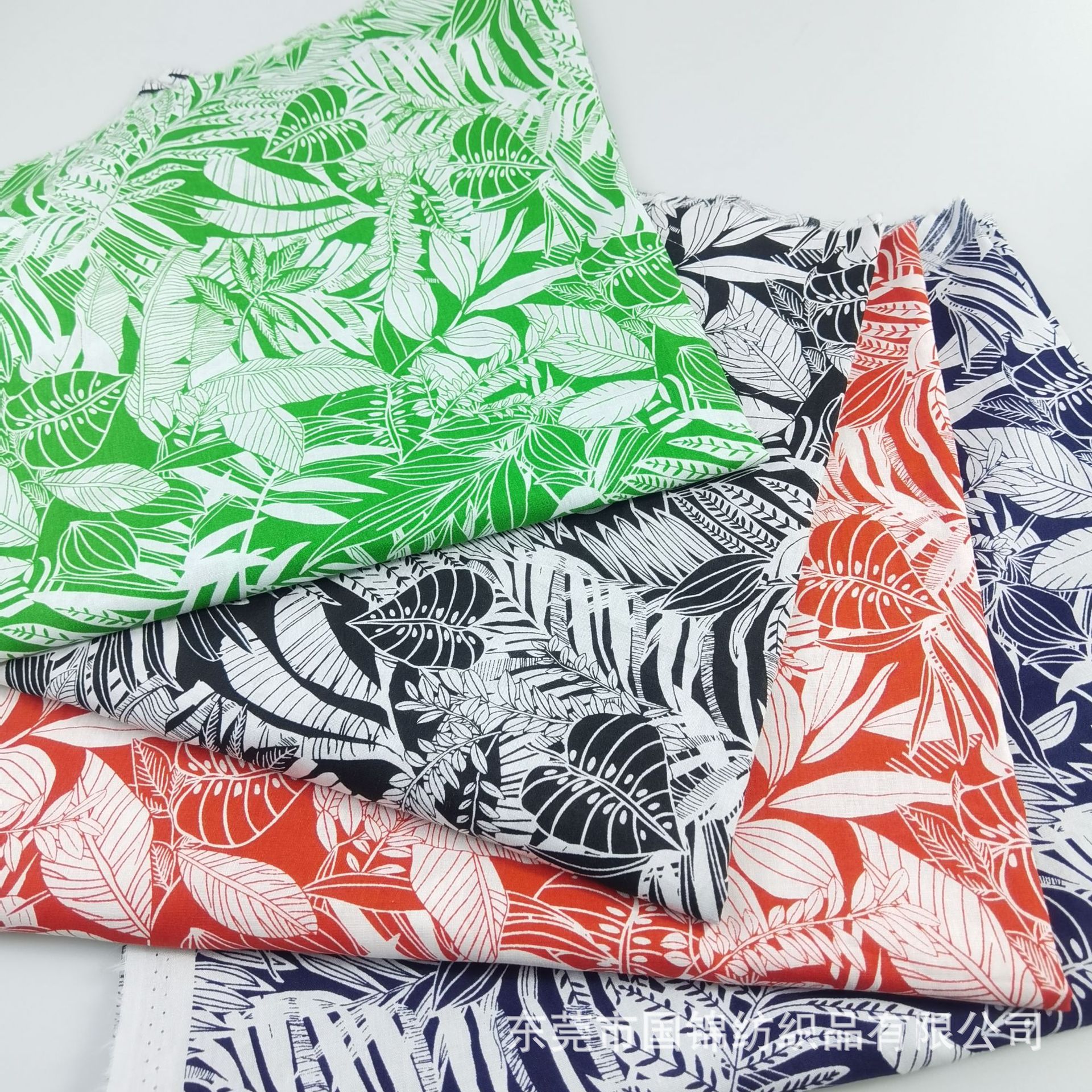 热带植物休闲印花衬衫面料 40支平棉府绸单色印花布厂家现货批发-阿里巴巴