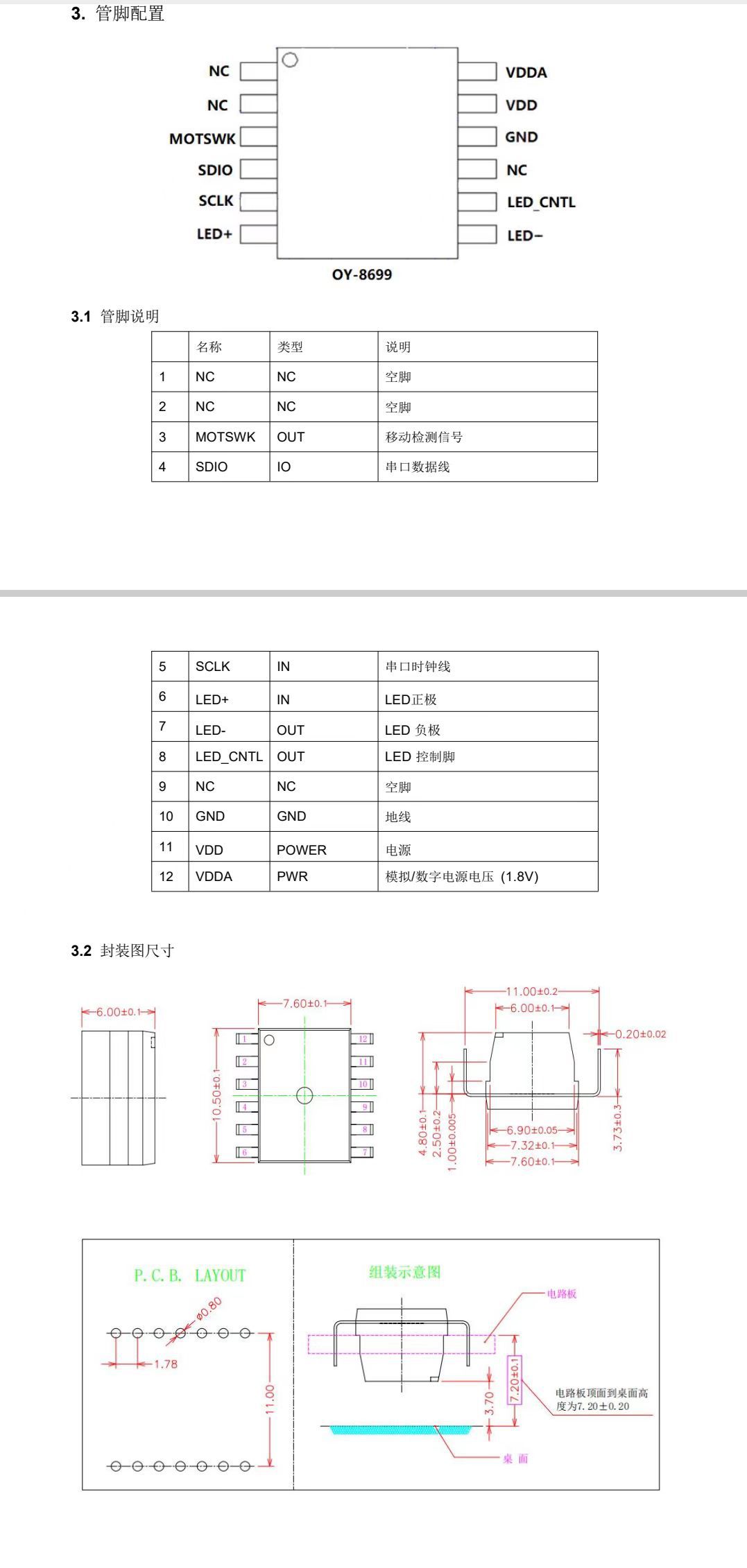 DIP12脚无线光电鼠标传感器主控三合一ic芯片oy8699 集ic透镜led-阿里巴巴