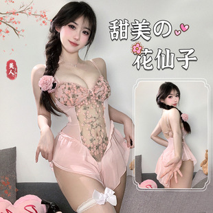 朵蜜拉纯欲深V花蔓开裆连体衣F746情趣内衣优雅性感露沟睡裙-阿里巴巴