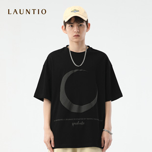 龙之日系休闲2023夏季230g重磅纯棉男士t恤圆领字母休闲短袖男-阿里巴巴