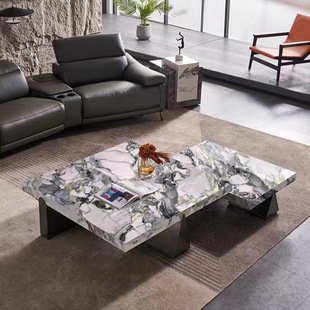 意式极简岩板茶几进口冷翡翠大理石GEO Low Table北欧奢石茶桌子-阿里巴巴