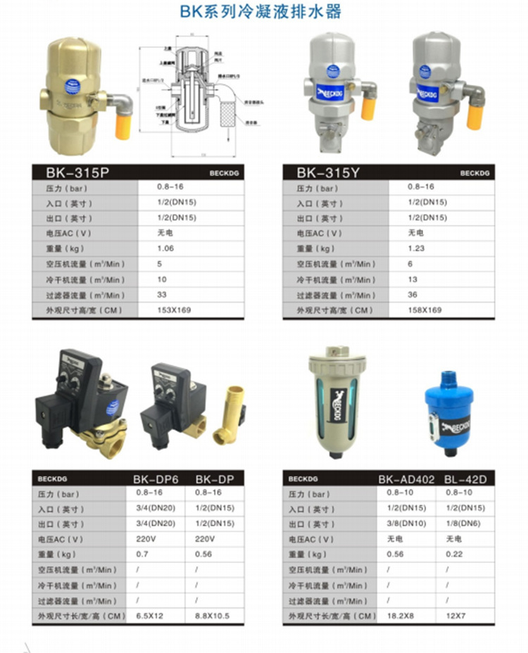 自动排水器 贝克龙气动式 BK-315BP BK-315P-阿里巴巴