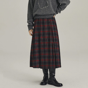 现货SHYSH“滋滋壁炉” 苏格兰氛围宝藏经典格子百褶深秋冬日长裙-阿里巴巴