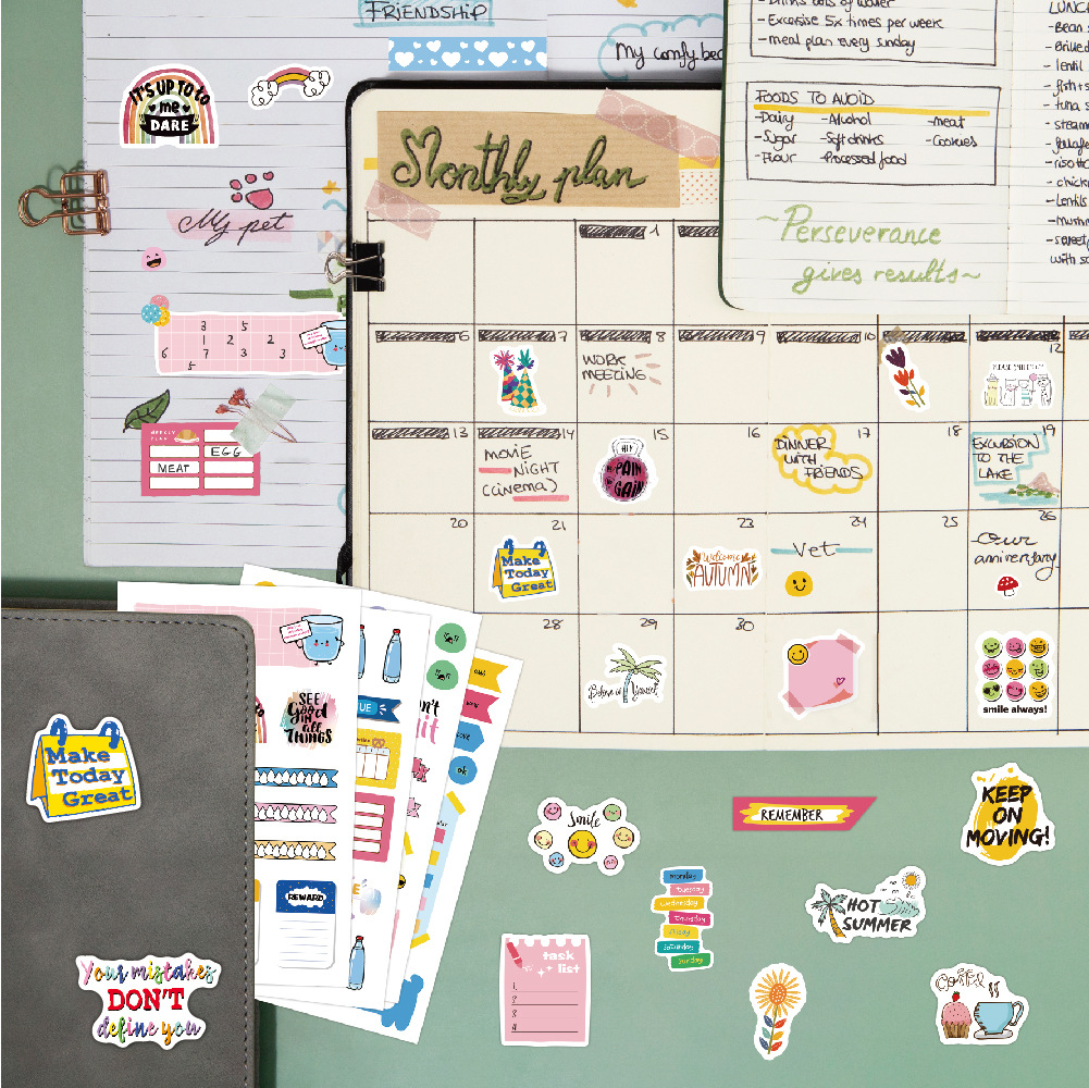 跨境PLANNER STICKER少女清新风格计划贴纸DIY日记规划记事贴纸-阿里巴巴