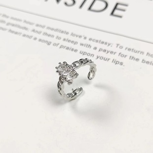 Wish热销S925纯银轻奢男女戒指环环相扣锁链艺术百搭开口戒指-阿里巴巴