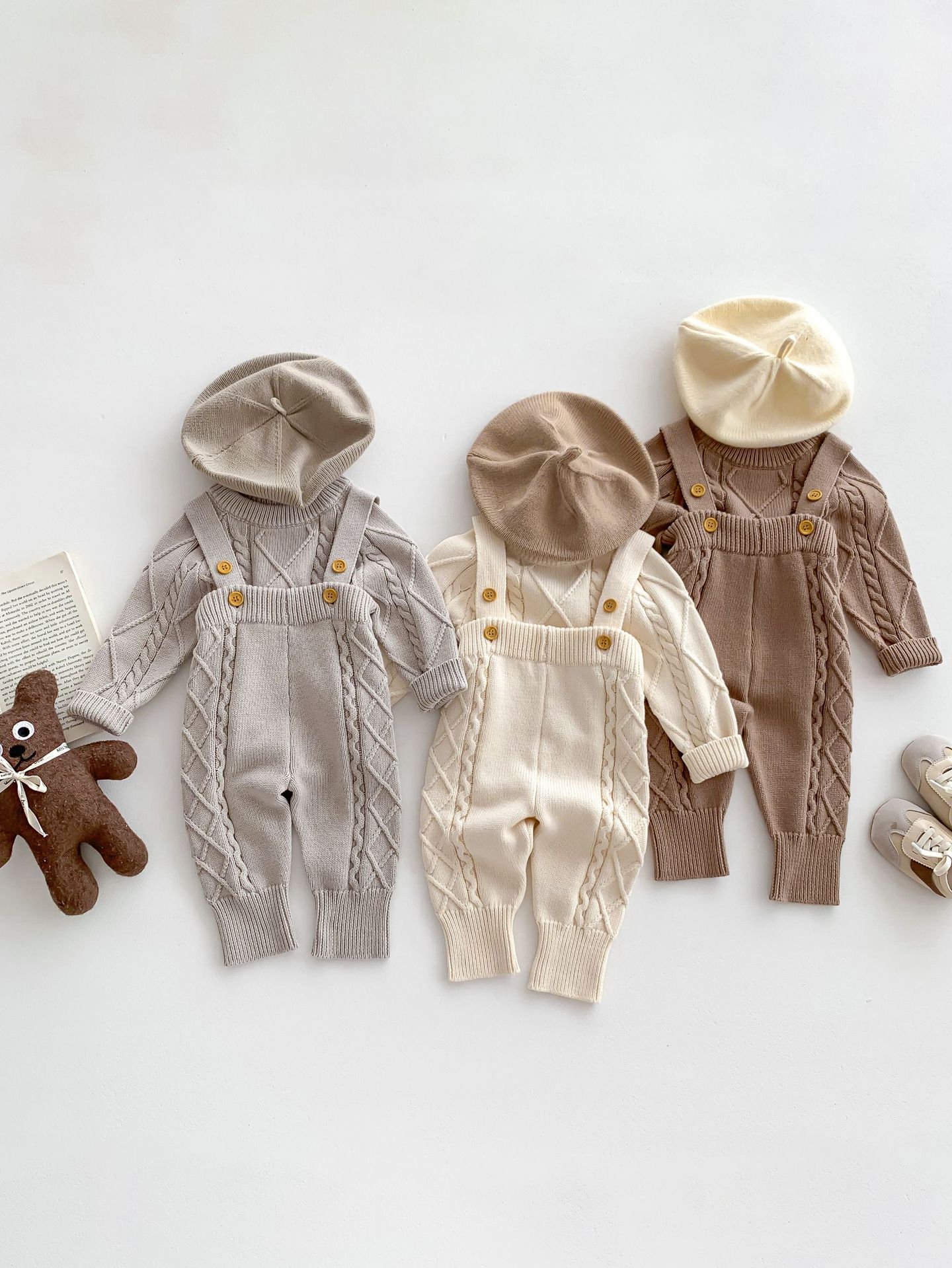 2023婴儿韩版秋冬新款麻花针织背带裤套装男女宝宝套头毛衣连体裤-阿里巴巴