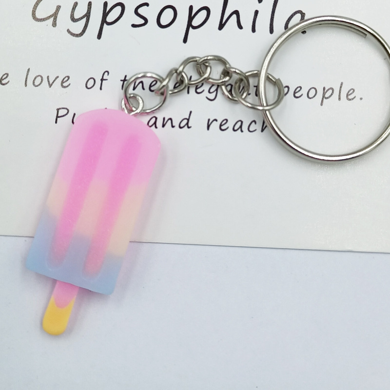 Resin simulation gradient color ice cream popsicle ice cream key chain ...