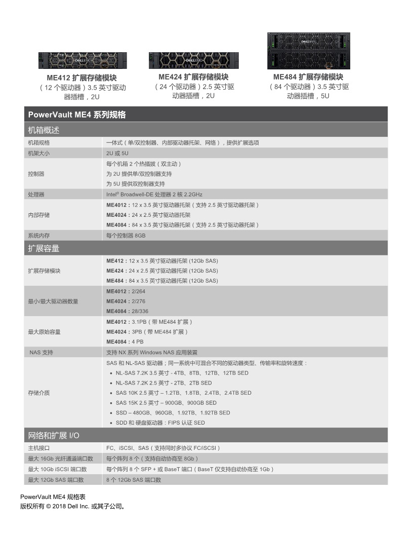 适用于戴尔存储 ME4012/ME4024 FC 磁盘阵列柜ME412/424扩展柜-阿里巴巴