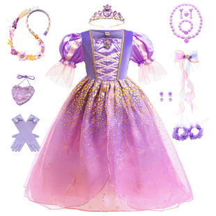 跨境外贸魔发奇缘长发公主COS裙索菲亚高级表演服主持舞台服NN88-阿里巴巴