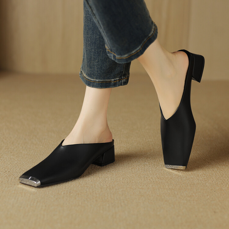 CHIKO Shay Square Toe Block Heels Clogs/Mules Shoes