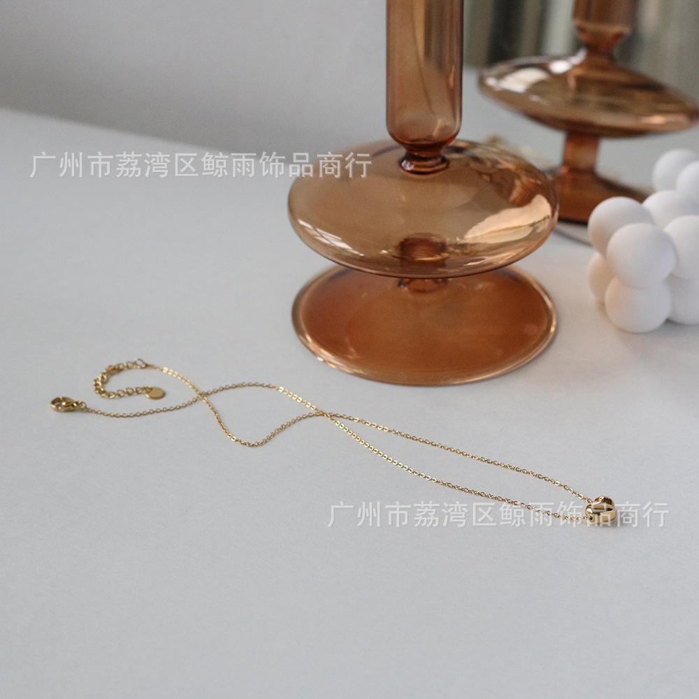 XL103 韩国时尚钛钢批发小金心工厂一件代发广州实体项链短链-阿里巴巴