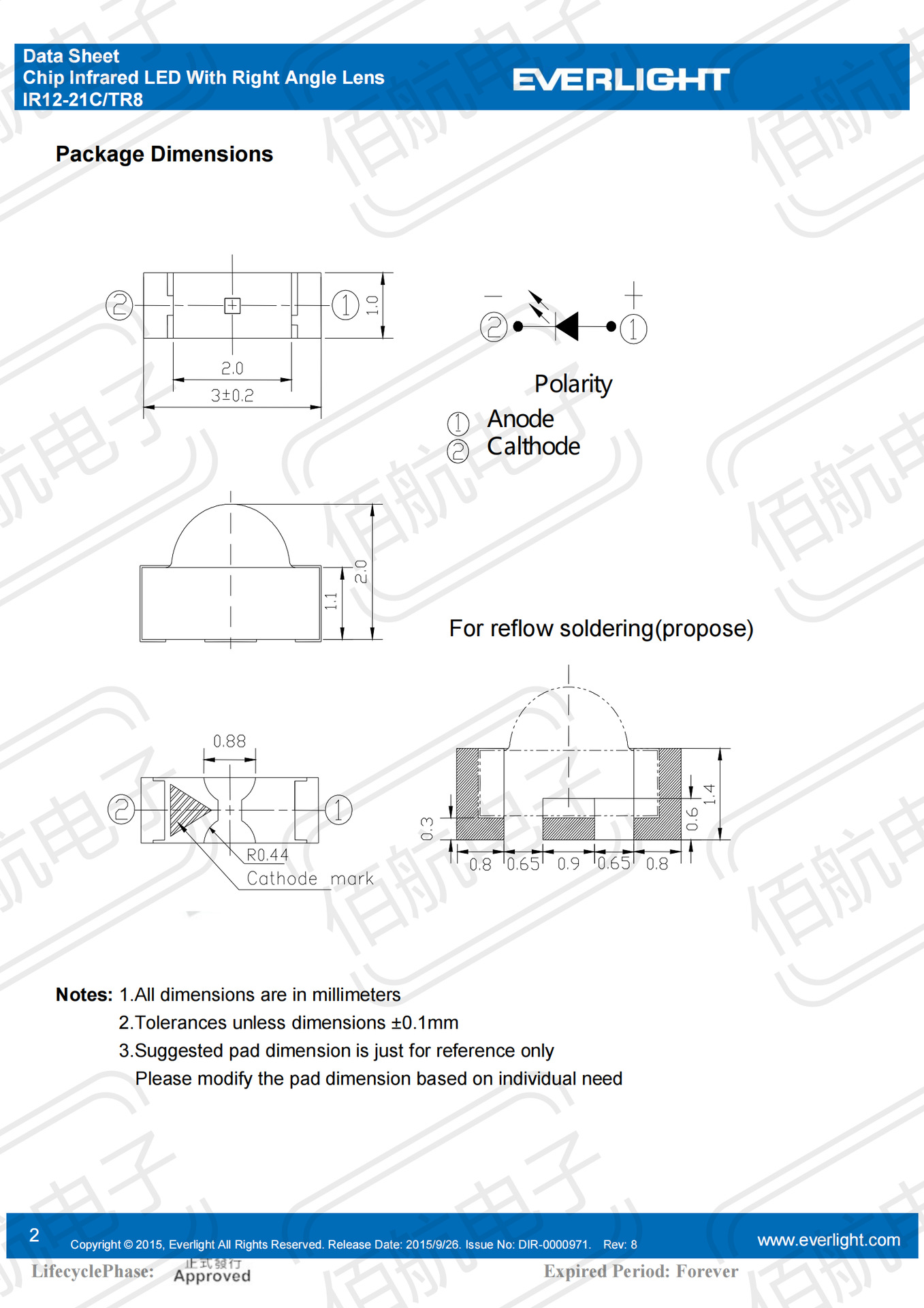 IR12-21C/TR8 红外线发射管 1206 波长940nm 贴片 侧面 角度150°-阿里巴巴