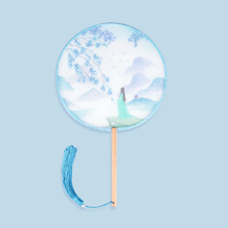 Translucent antique hanfu costume fairy dress dance round fan woman ...