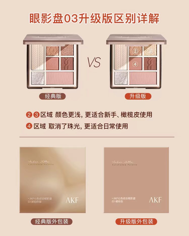 akf眼影盘03akf七色眼影盘正品碎钻烟熏眼影盘2023新款大地色高光-阿里巴巴