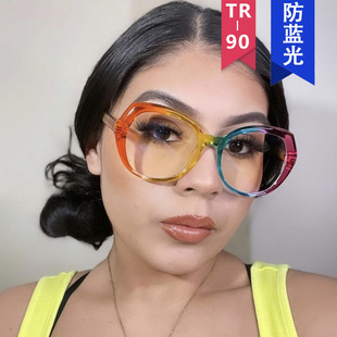不规则多边形平光镜TR90插芯防蓝光2022新款眼镜框欧美素颜凹造型-阿里巴巴