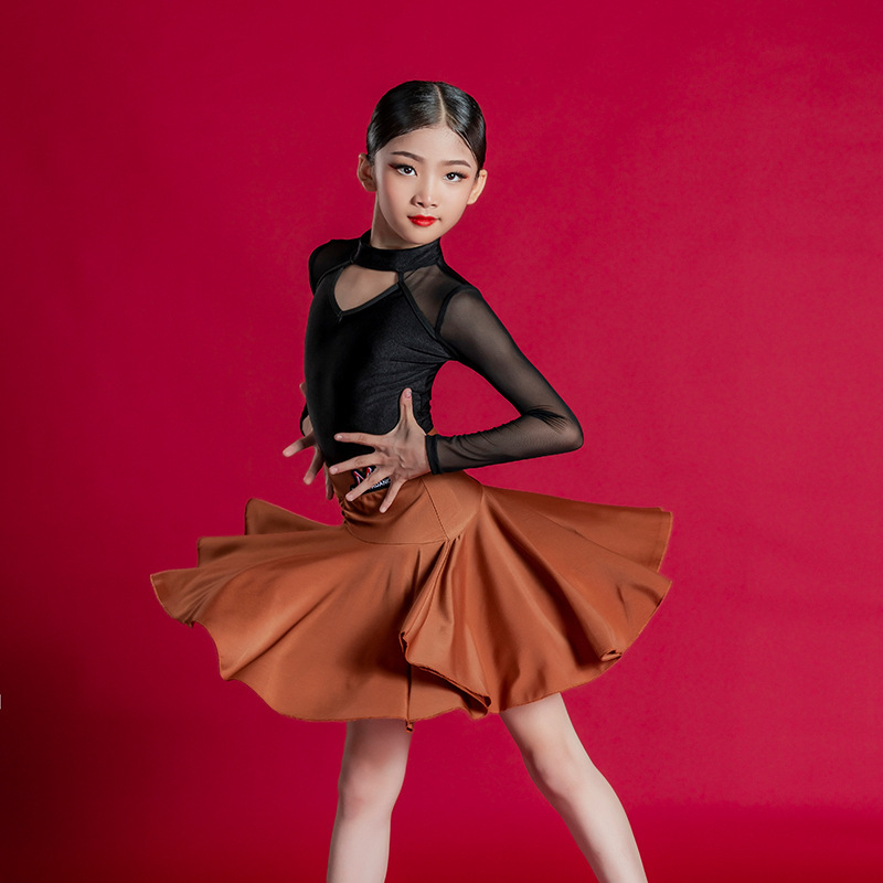 Blue brown purple Girls Latin Dance Dress Latin dance costumes dance ...