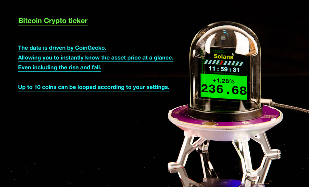 GeekMagic UFO-CLOCK创意天气Bitcoin股票汇率时钟多功能专利产品-阿里巴巴