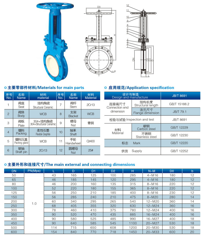 PZ73TC-10C耐磨陶瓷刀闸阀DN200灰泥渣煤矿浆用耐磨损刀闸阀DN300-阿里巴巴