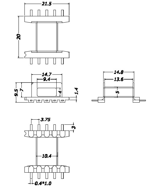 注塑骨架 EFD-20(5+5)平脚 针长3.0 贴片 电木骨架 变压器骨架-阿里巴巴