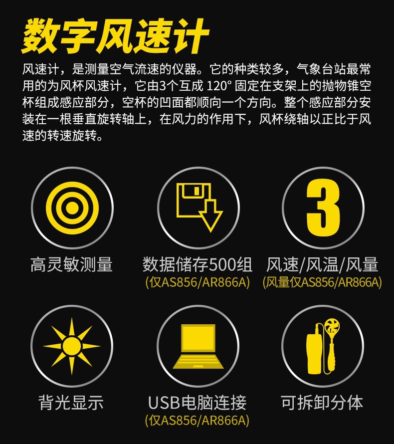 希玛AS836数字风速仪分体式工业风速测量仪风速计风温风量AS856-阿里巴巴