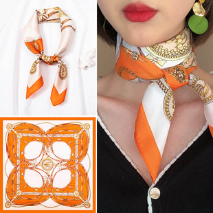 春秋新款丝巾女韩版百搭款时尚气质小方巾配衬衫领巾绑包配饰发带-阿里巴巴