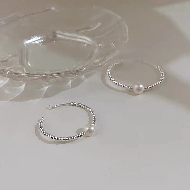 方行s925纯银去有风的地方刘亦菲珍珠耳圈小众设计耳环女2023新款-阿里巴巴