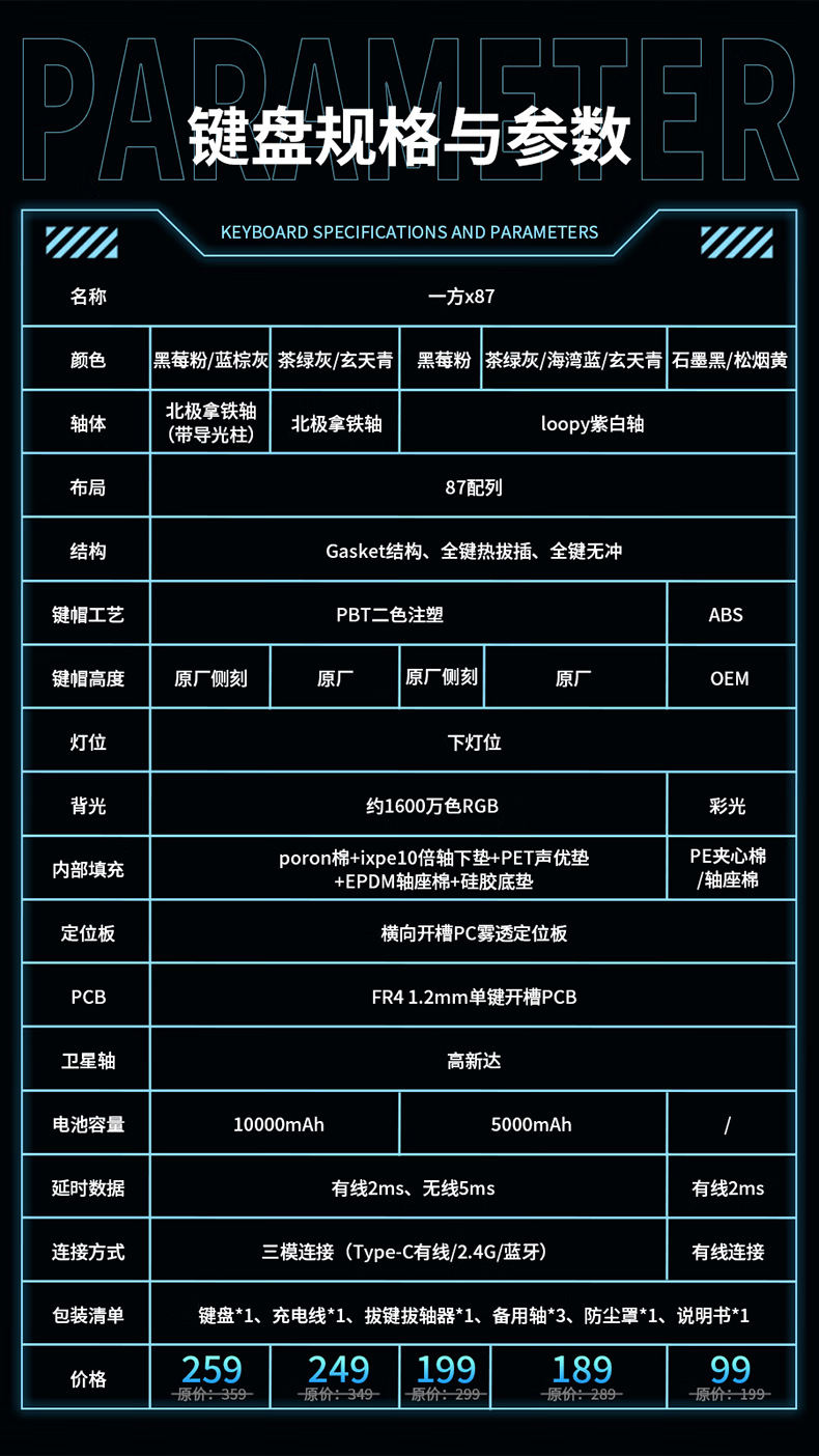 前行者一方X87客制化机械键盘gasket结构侧刻无线三模蓝牙麻将音-阿里巴巴