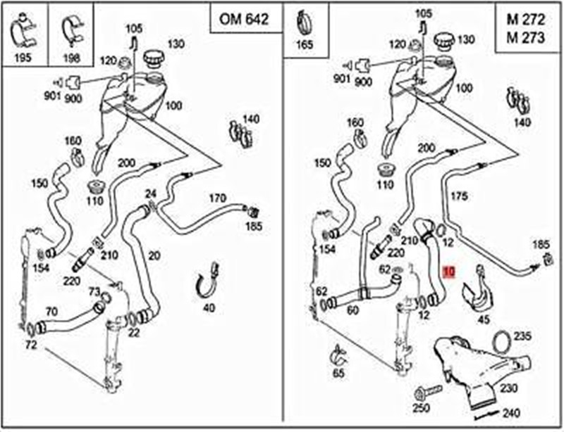 适用奔驰S级S500W221散热器软管W216水箱连接上水管2215013582-阿里巴巴
