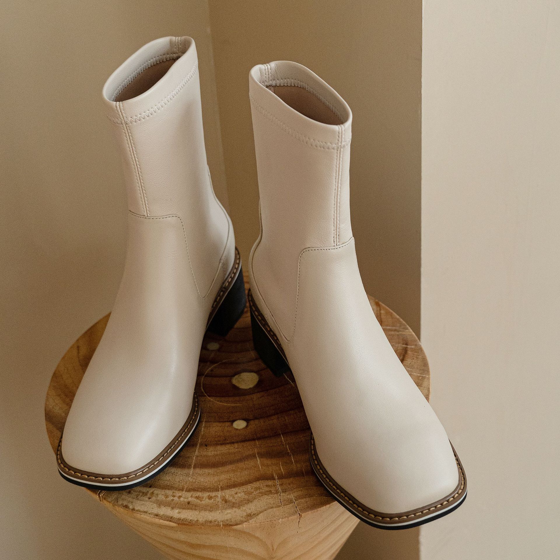 Chiko Square Toe Block Heels Boots