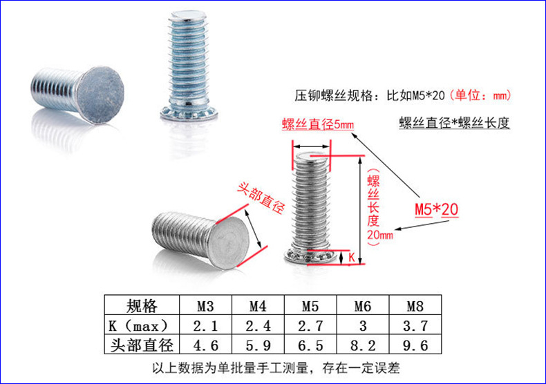 304不锈钢压铆螺丝压铆螺钉压板螺丝钉平头压铆螺栓M3/M6/M8/FHS-阿里巴巴