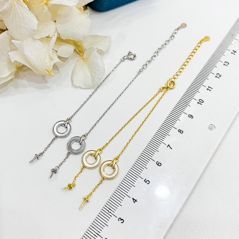 DIY珍珠配件 S925银手链空托 时尚款玉石手镯托 配6-9mm圆椭 7237-阿里巴巴