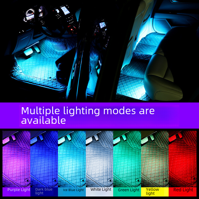 48 light voice control car atmosphere light foot atmosphere light LED ...