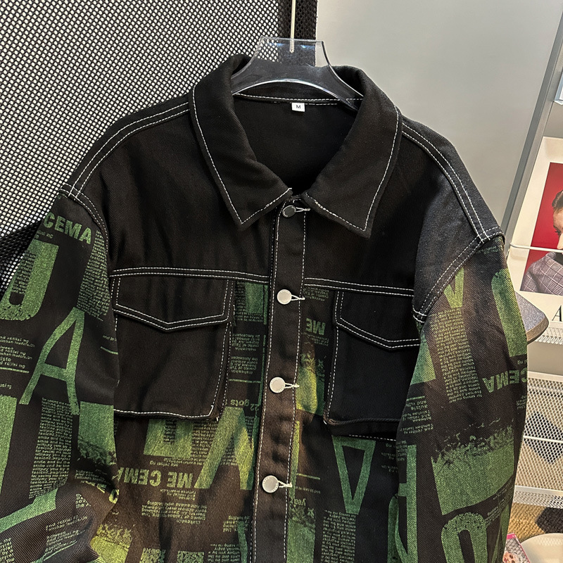 Printed Casual Long-sleeved Men's Jacket Idle Style Harajuku Style ...