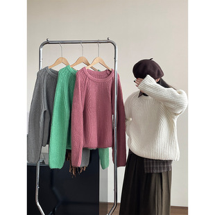 滔川“奶呼呼”的套头毛衣~新款粗针宽松圆领韩系减龄上衣FF2460-阿里巴巴