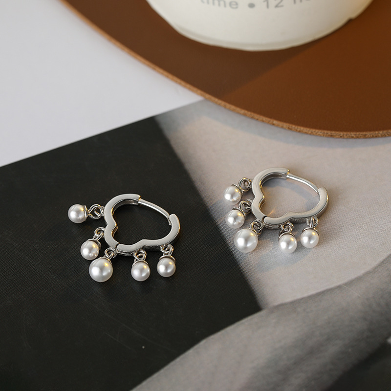 银圳S925纯银轻奢感珍珠流苏云朵耳扣祥云耳环女长命锁造型中国风-阿里巴巴