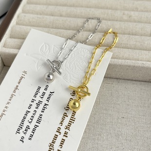 s925纯银韩国东大门OT扣手链女ins风百搭高级感手势球形吊坠配饰-阿里巴巴