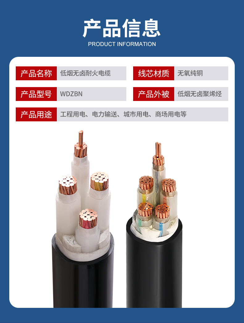 WDZBN-YJY国标低烟无卤阻燃电力电缆1.5mm²~300mm²工业低压电线-阿里巴巴