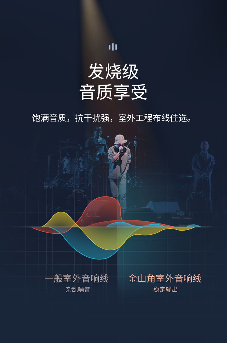 JSJ金山角 国标纯铜专业舞台音响护套线EVJV2芯4芯屏蔽室外音箱线-阿里巴巴