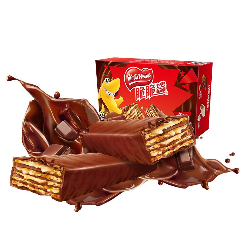 雀巢 （Nestle) 饼干脆脆鲨花生牛奶巧克力味威化夹心饼干800g盒-阿里巴巴