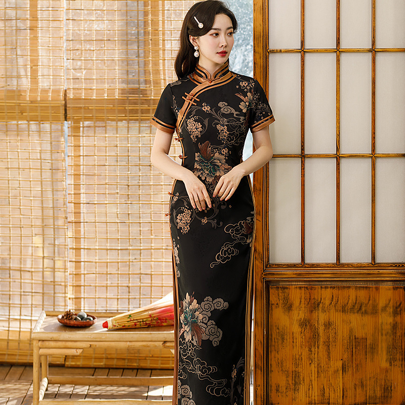 Retro Chinese Dress oriental old shanghai Qipao Chinese style collar of ...