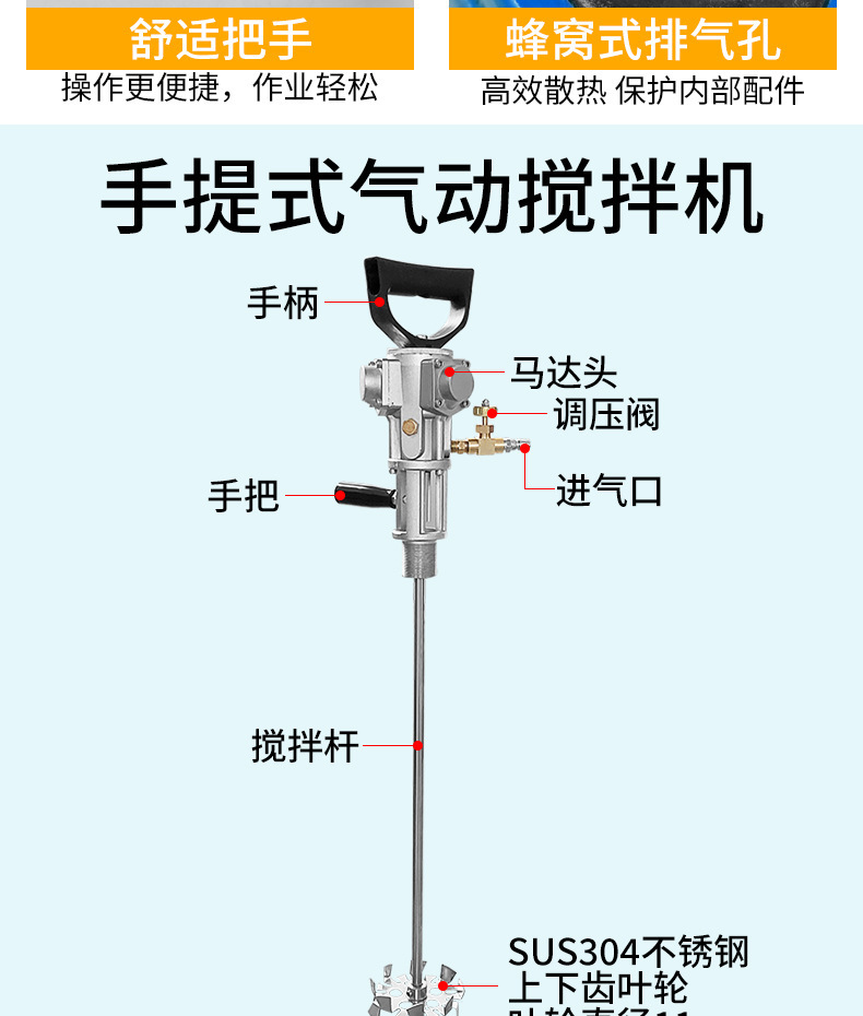 TJ3/5手持式气动搅拌机油漆胶水涂料液体小型分散手枪钻便携防爆-阿里巴巴