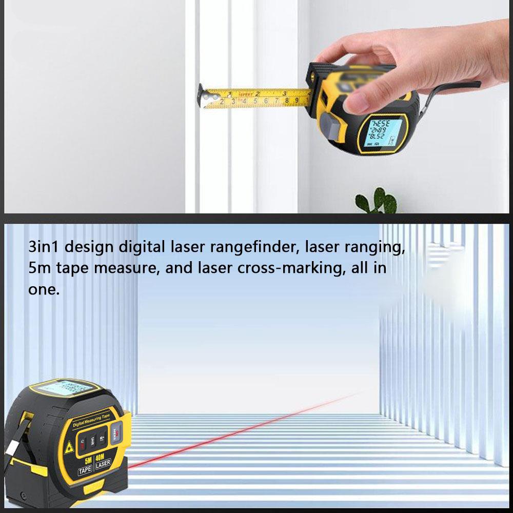 3in1 Laser Rangefinder 5m Tape Measure Ruler LCD Display Dis-阿里巴巴