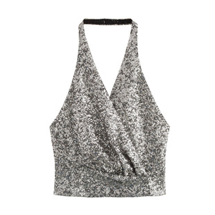 外贸2024冬季新款挂脖上衣欧美性感露背印花吊带背心女4813836-阿里巴巴