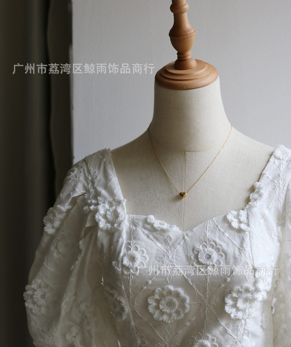 XL103 韩国时尚钛钢批发小金心工厂一件代发广州实体项链短链-阿里巴巴