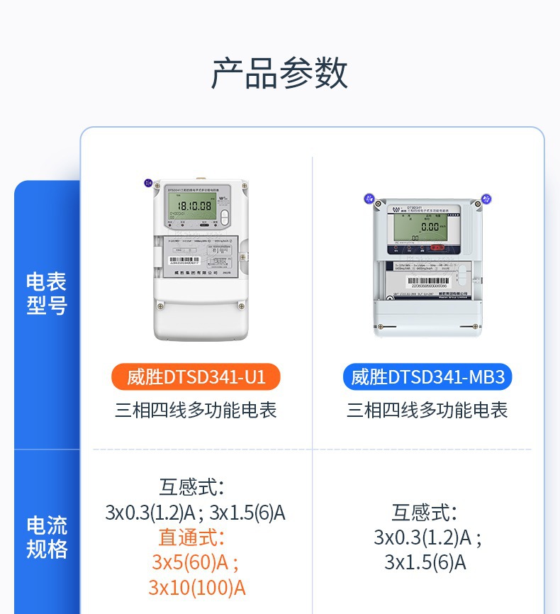 威胜DTSD341-MB3三相四线多功能智能电表 3*1.5(6)A 0.5S/0.2S级-阿里巴巴